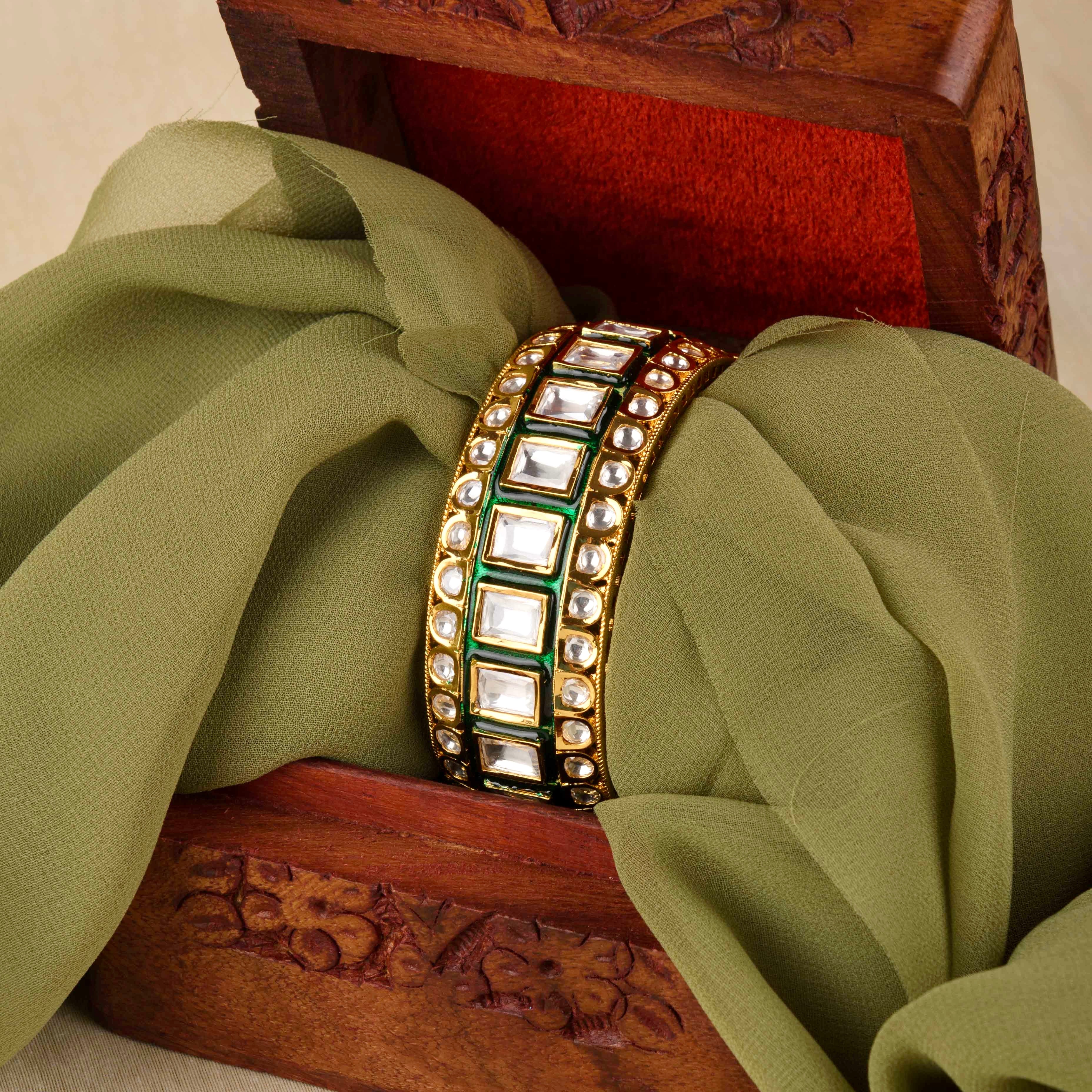 Buy Now Aadvika Polki Enamel Kada – Purple Tresor
